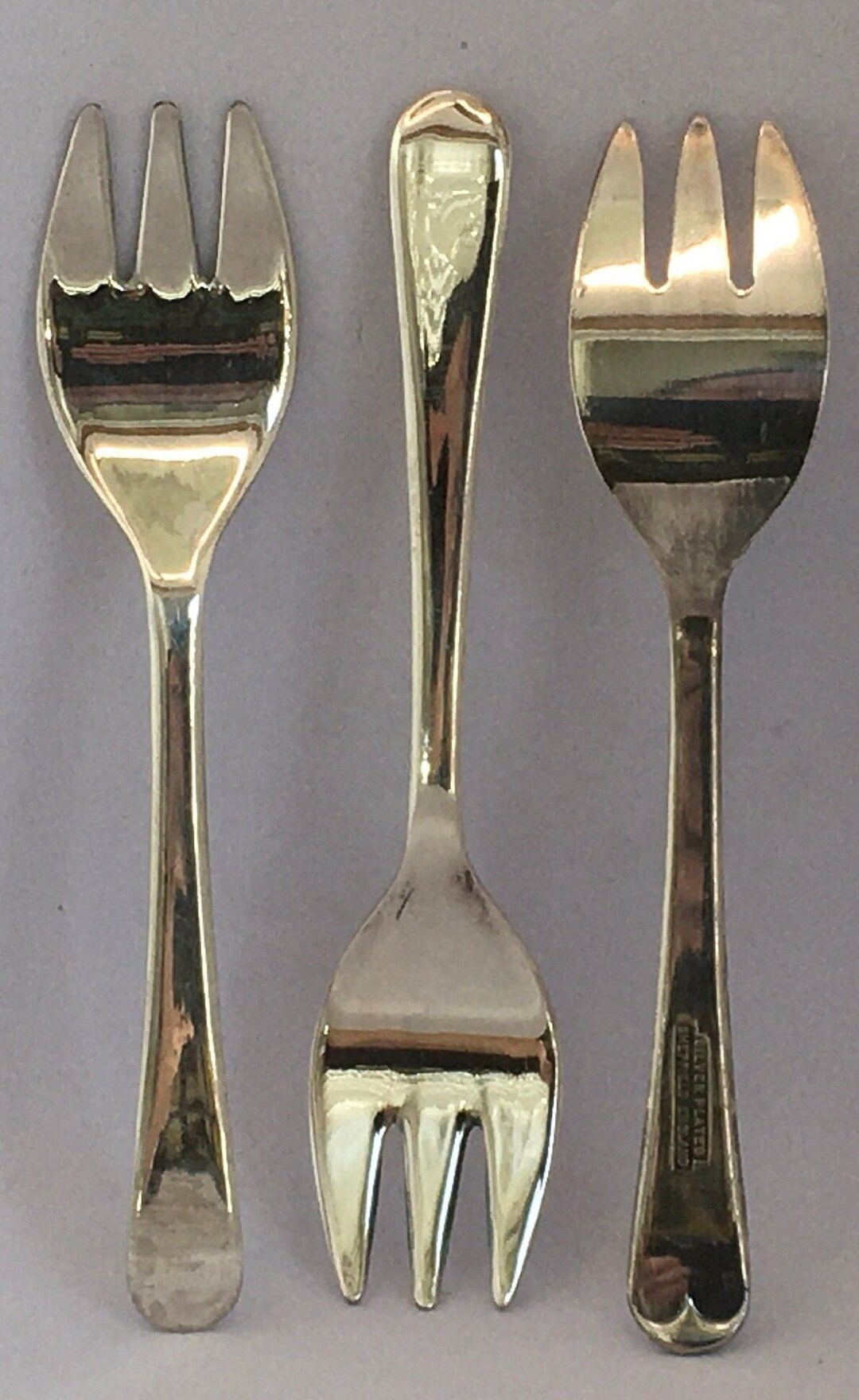 Three Piece Set Small Three Tine Desert Oyster Spaghetti Forks Silver ...