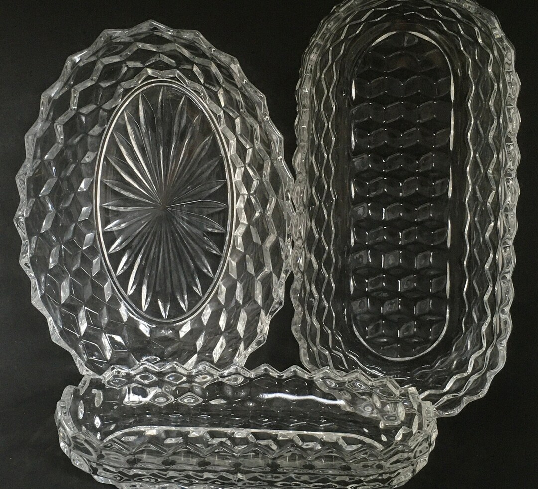 Rectangular Oval Pickle Dish Vegetable Bowl Fostoria American Clear ...