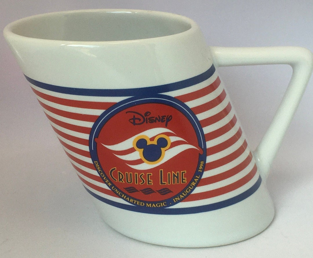 Disney Cruise Lines Slanted Coffee Cup Mug Red and Blue Stripes Disney ...