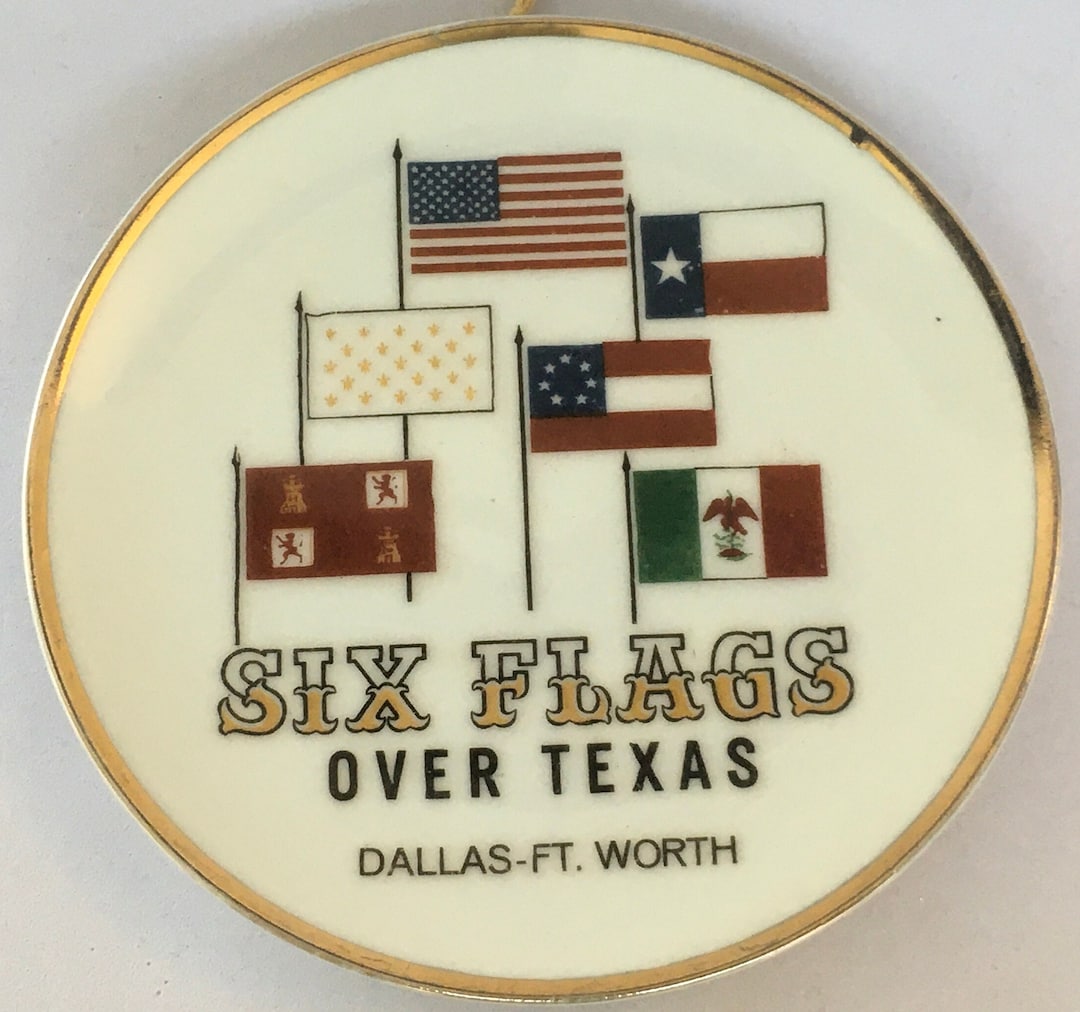Vintage Six Flags Over Texas 6 Flags Gold Trim Decorative - Etsy