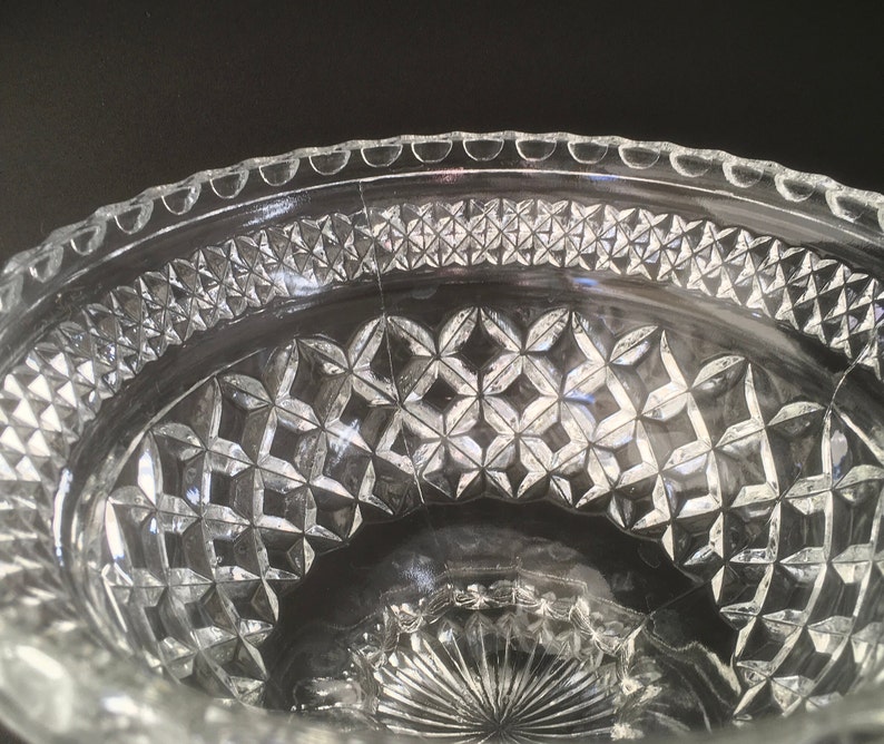 Vintage Wexford Crystal Footed Candy Dish W/lid Anchor Hocking Diamond ...
