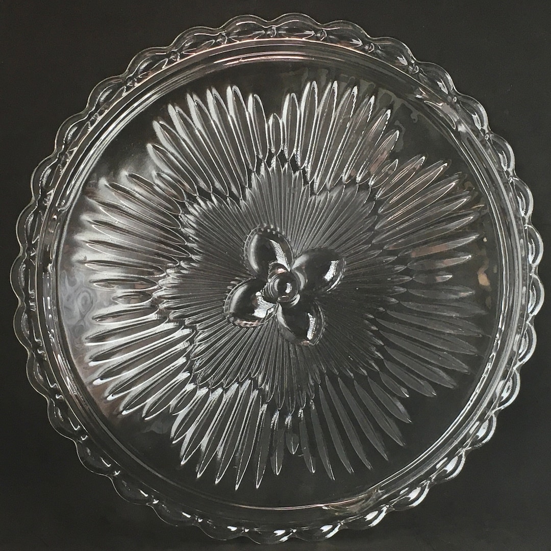 Vintage Indiana Glass Co. Pressed Clear Glass Footed Round Pie Plate ...