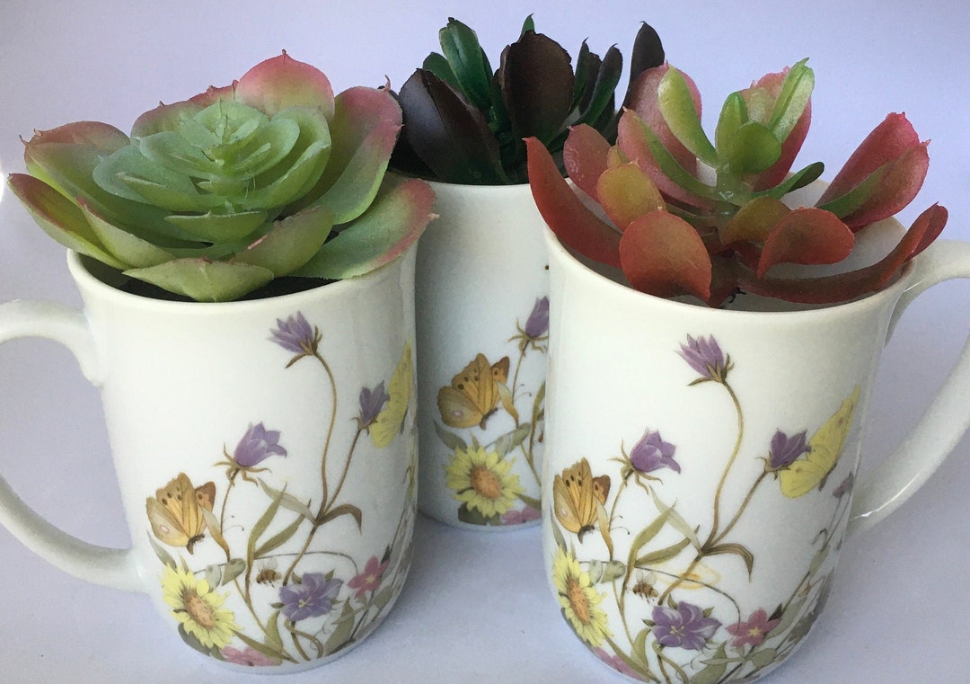 1975 Nature Garden Society Fine China by Enesco Iced Coffee Cups With ...