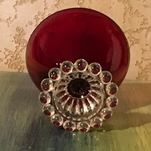 Beautiful Deep Ruby Red Glass Desert Dish Bowl With Clear Pedestal Base ...