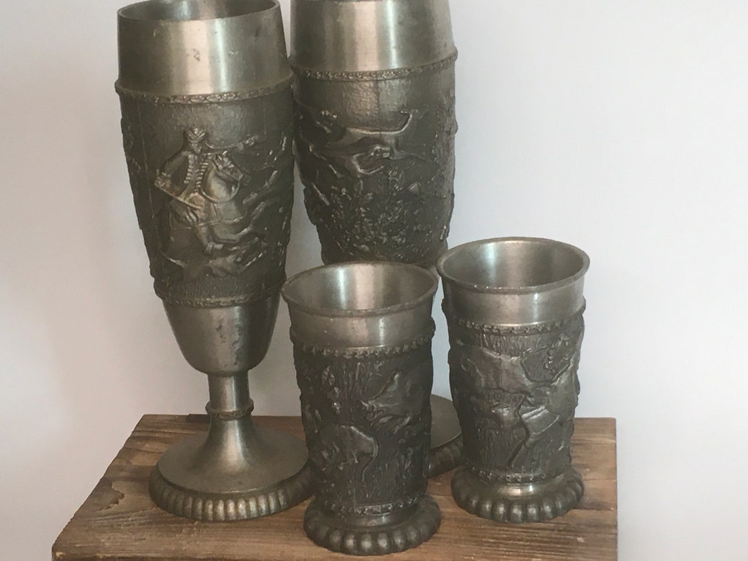Set 4 Pewter SKS Design Chalice Pimp Cup King Ware Renaissance Décor ...