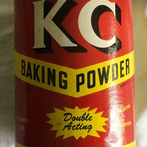 Vintage, Antique KC Baking Powder Jar With Red and Yellow Label ...