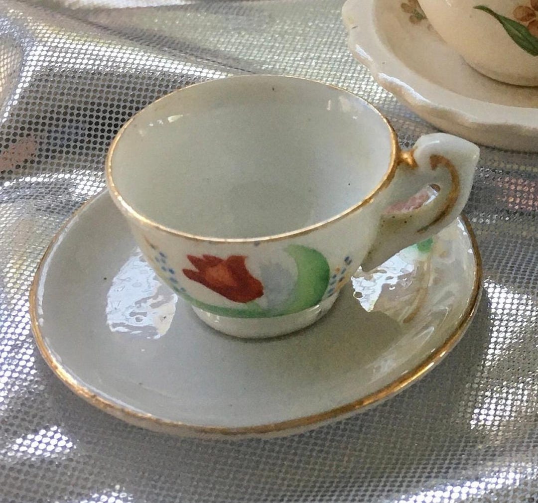Vintage Porcelain Miniature Dainty Cup and Saucer Made in Japan Teacup ...