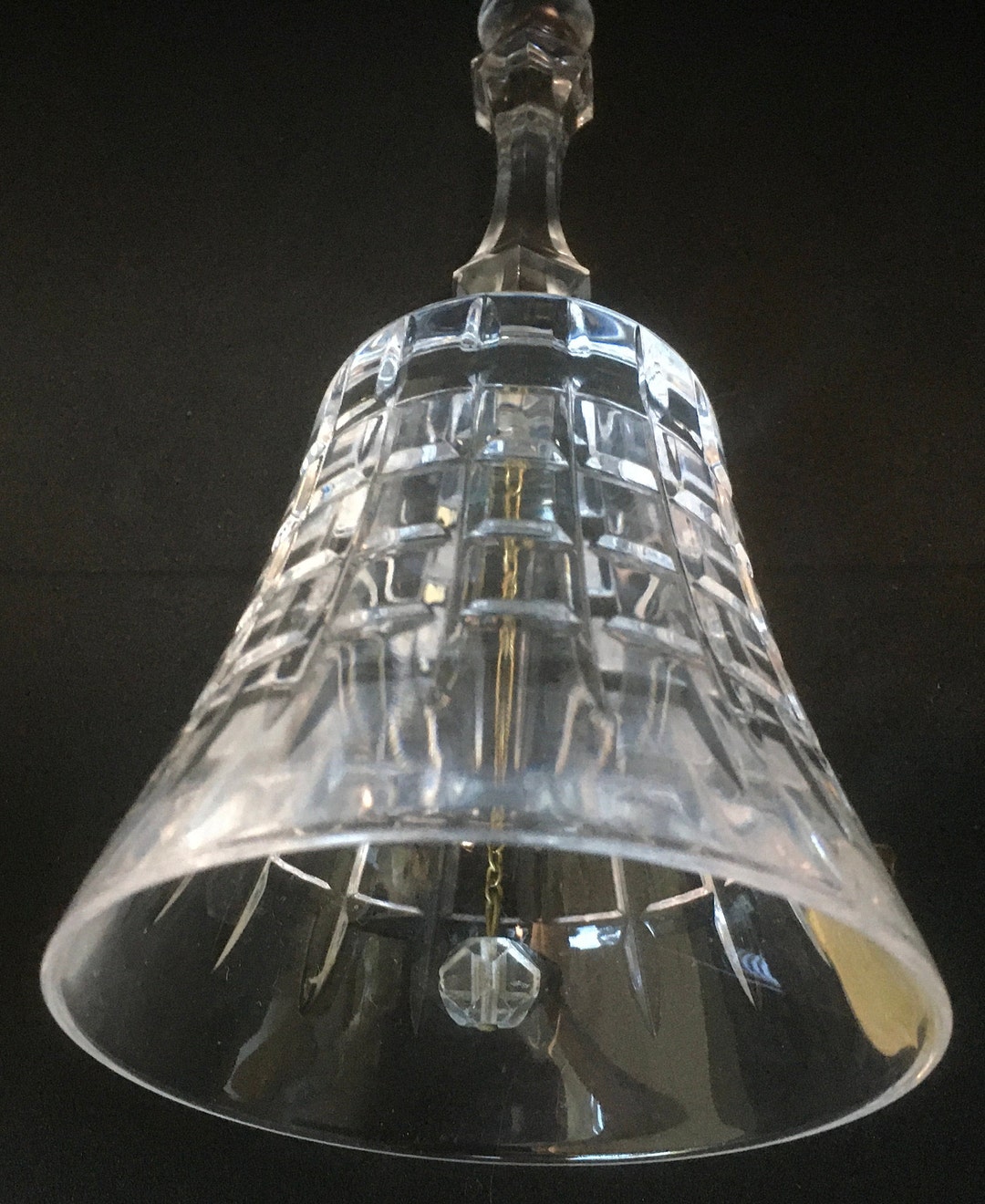 Golden Crown E & R Crystal Bell Square Cut Geometric Design Bell Shape ...