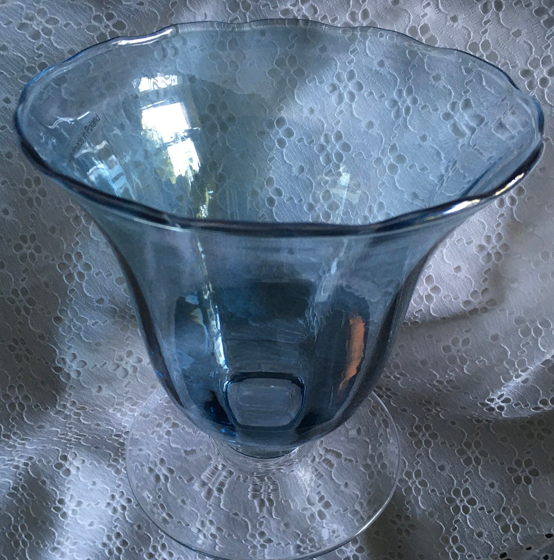 Beautiful Transparent Blue Glass Vase Handmade in Poland - Etsy