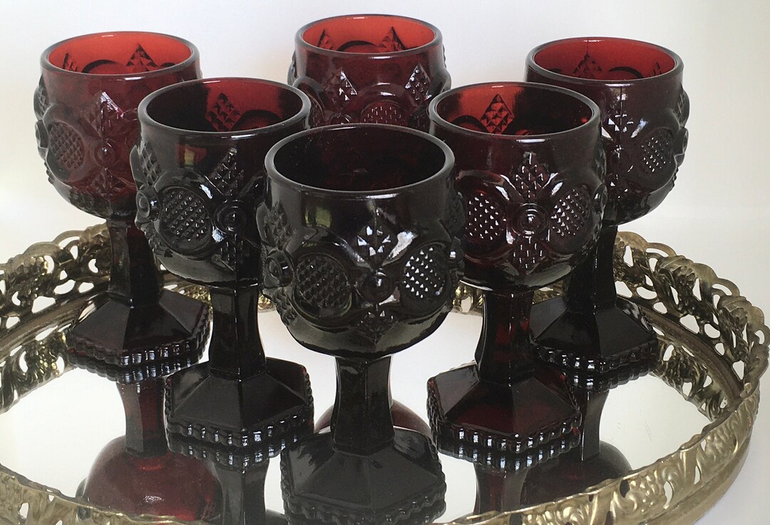 Vintage 3 Oz Deep Ruby Red Pressed Glass Cape Cod 1876 by Avon Elegant ...