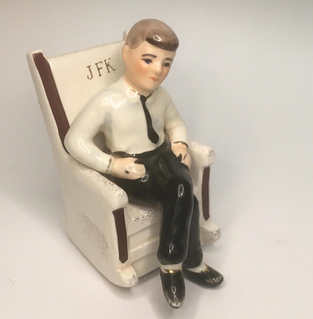 JFK Rocking Chair Glossy Porcelain Salt & Pepper Shakers John F Kennedy ...
