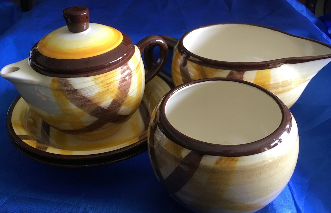 SET Classic Plaid Organdie Vernonware California Pottery 2 Shallow ...