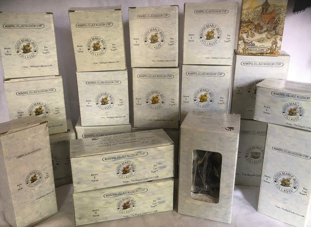 NEW 21-box Boyds Bearly Built Village Accessory Outhouse Cobblestone ...