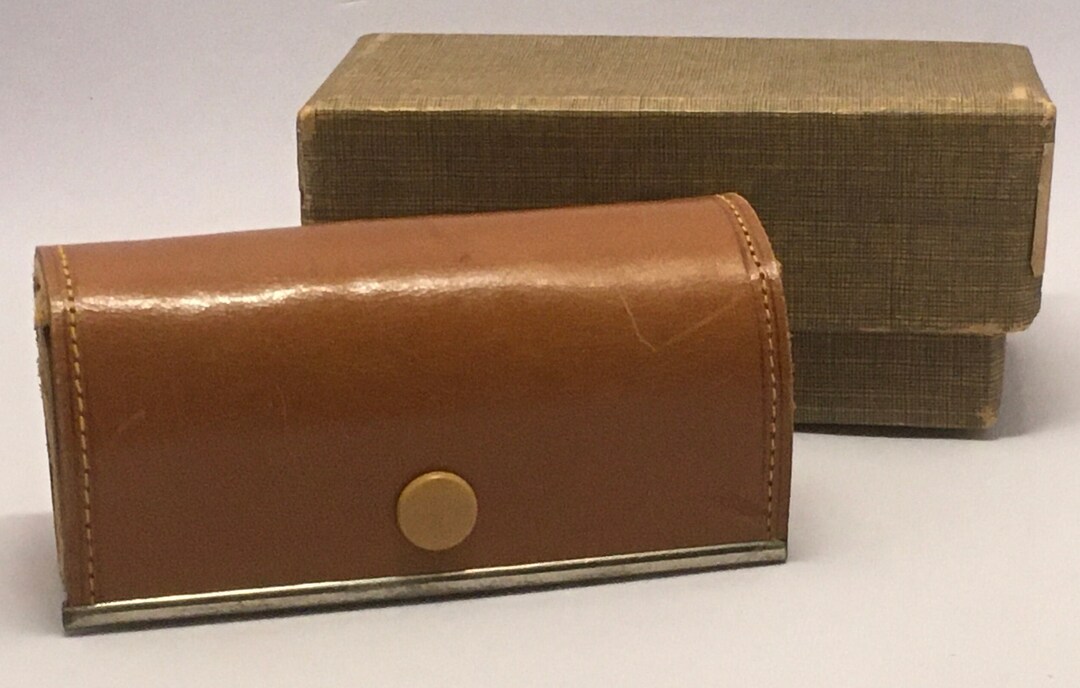 Vintage Griffon Manicure Set in Original Box Brown Rollup Brown Leather ...