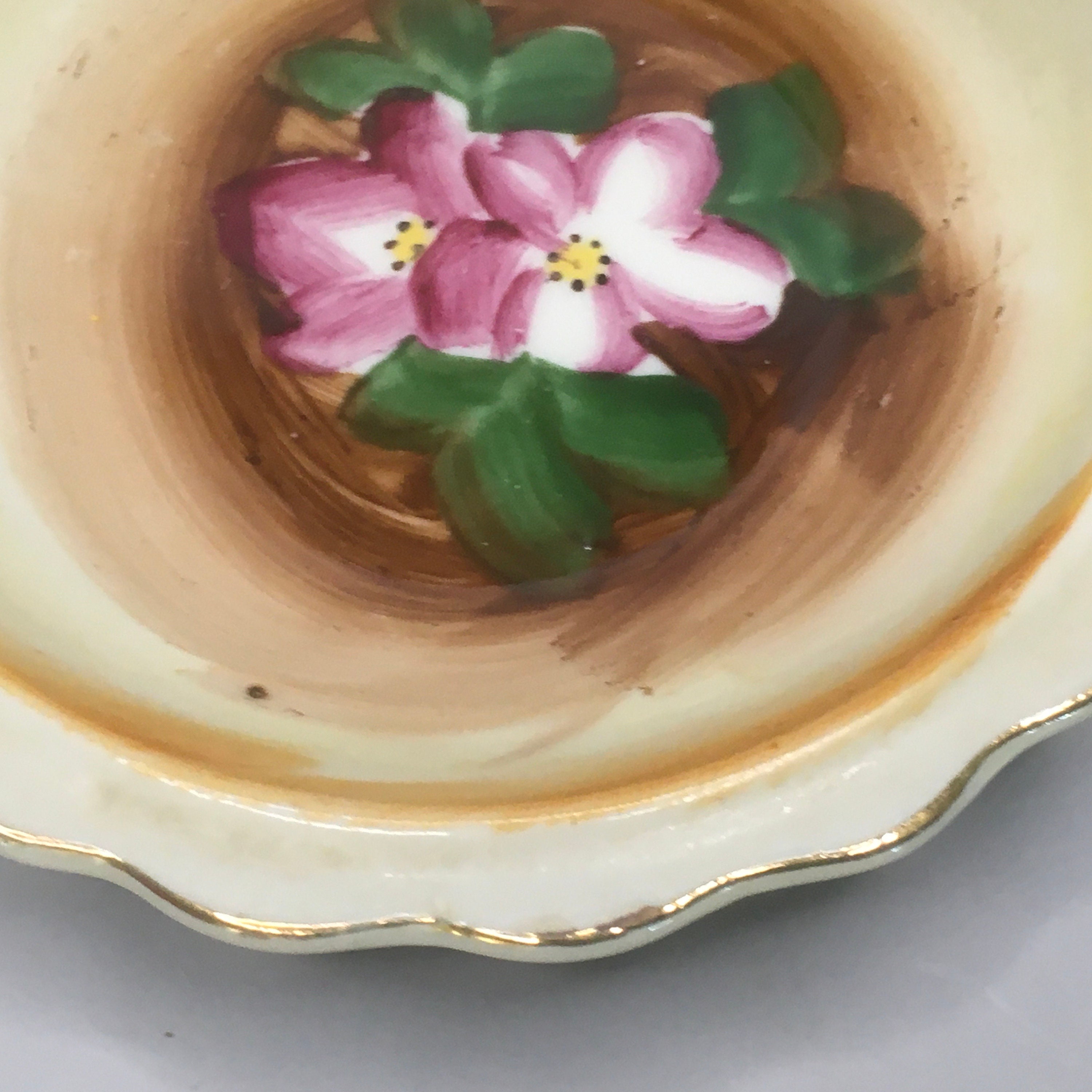 Vintage Mini Porcelain Pitcher & Basin Enesco E2359 Fruit Bowl Flowers ...