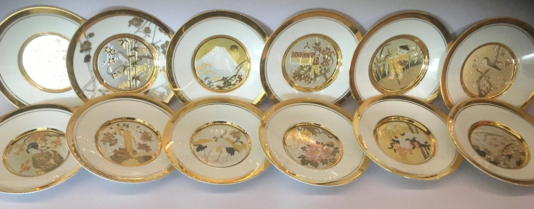 The Japanese Floral Calendar Chokin Plate Collection by the Hamilton ...