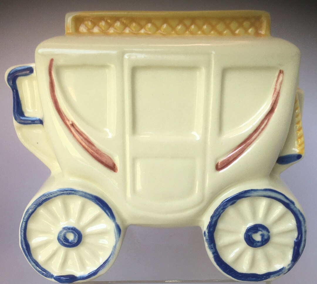 Shawnee Pottery Planter Painted Stagecoach, Buggy, Carriage Marked USA ...