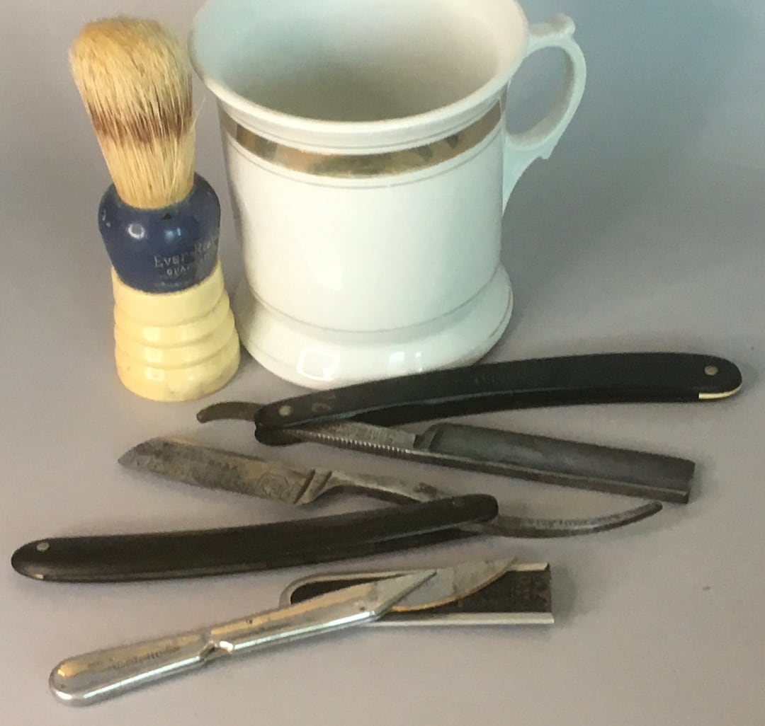 Set Antique Gillette Safety Perfect & Geo W Korn Straight Razors ...