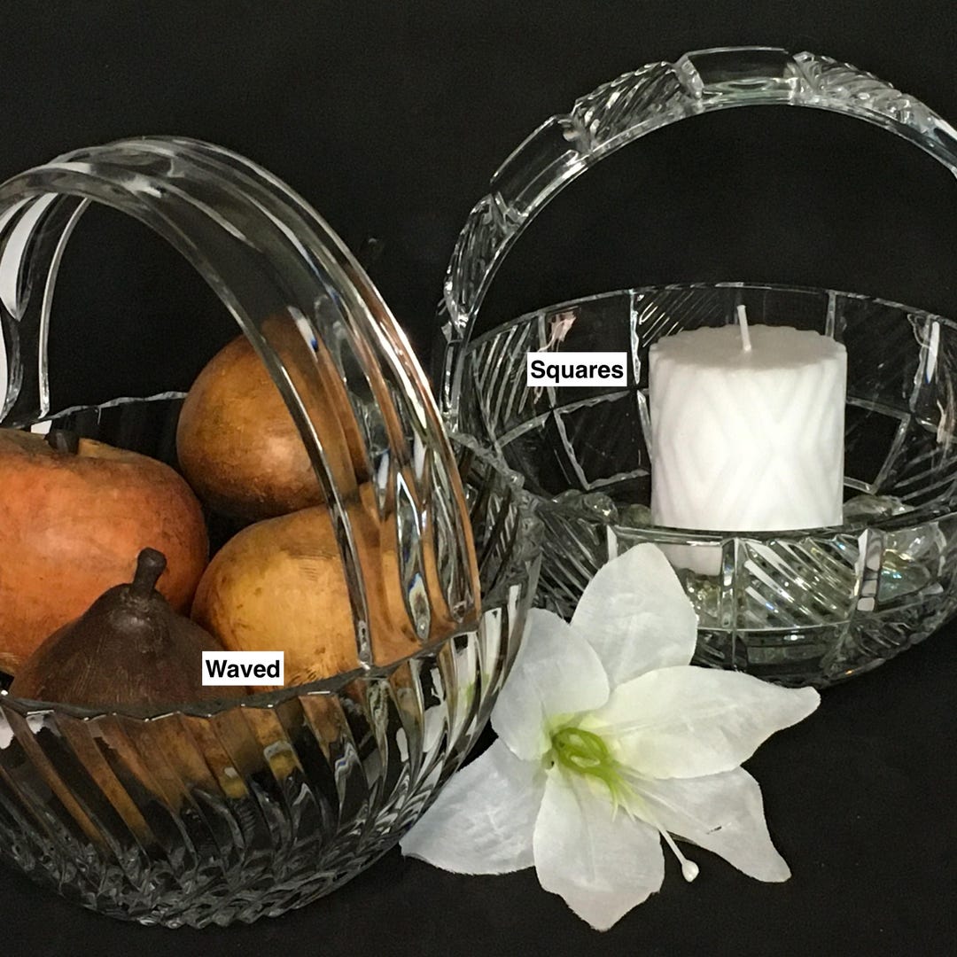 Vintage Towle Clear 24% Lead Crystal Basket Bowl & Handle Fruit Candy ...