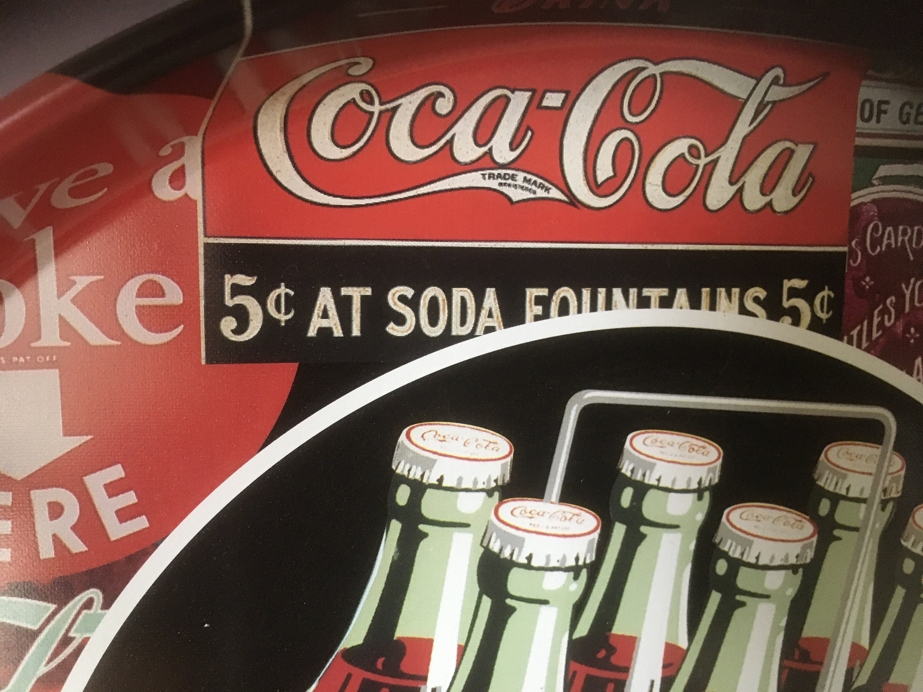 Coca Cola Round Tin Serving Tray Rolling Tray 1950's 6 Pack - 1998 Gold ...