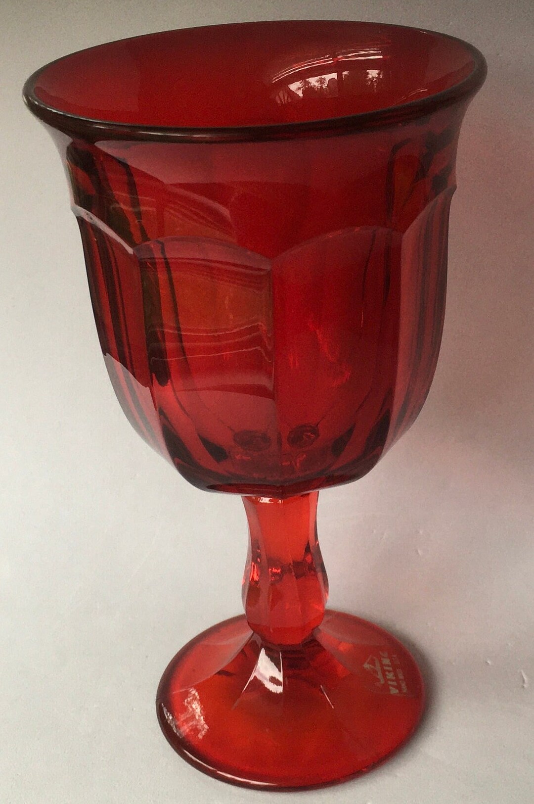 Vintage Hand Made Viking Ruby Red Arlington Pattern Goblet Wine Glass ...
