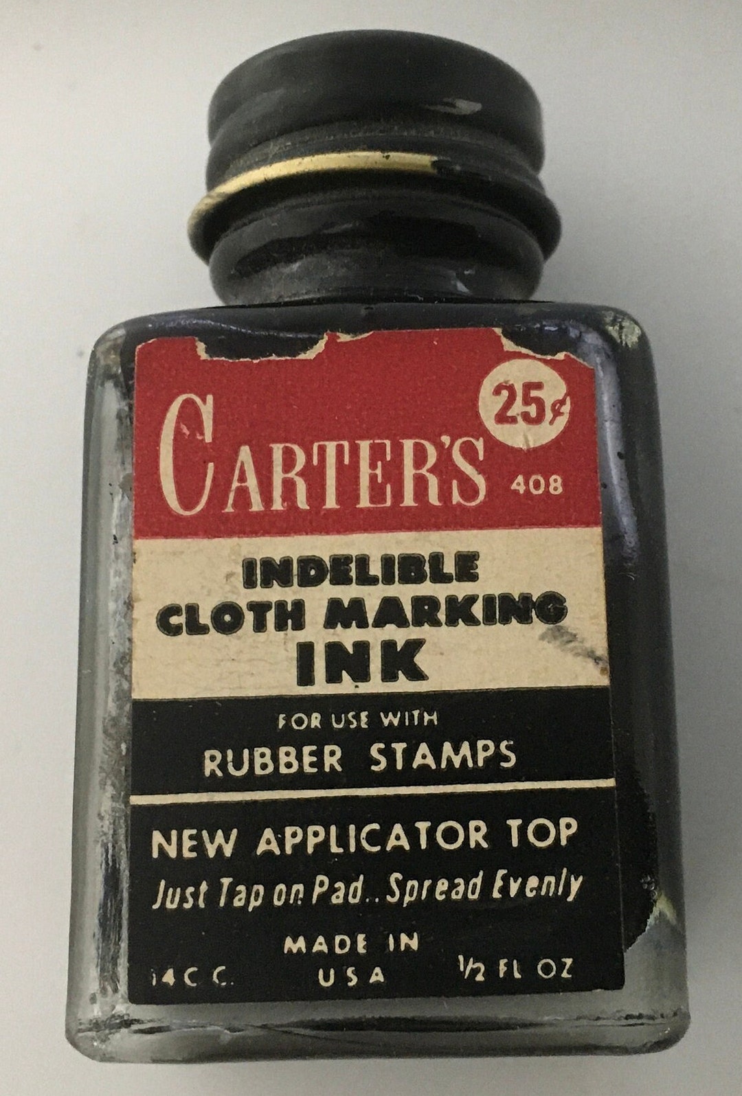 Vintage Bottle Carters Indelible Cloth Marking Ink for Rubber Stamps ...