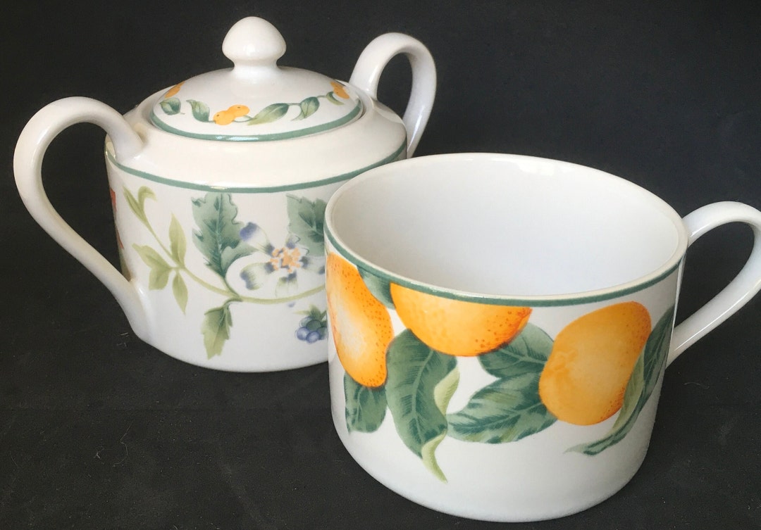 Julie Pople Art Country Fruit Collection Porcelain Coffee Cup Sugar ...