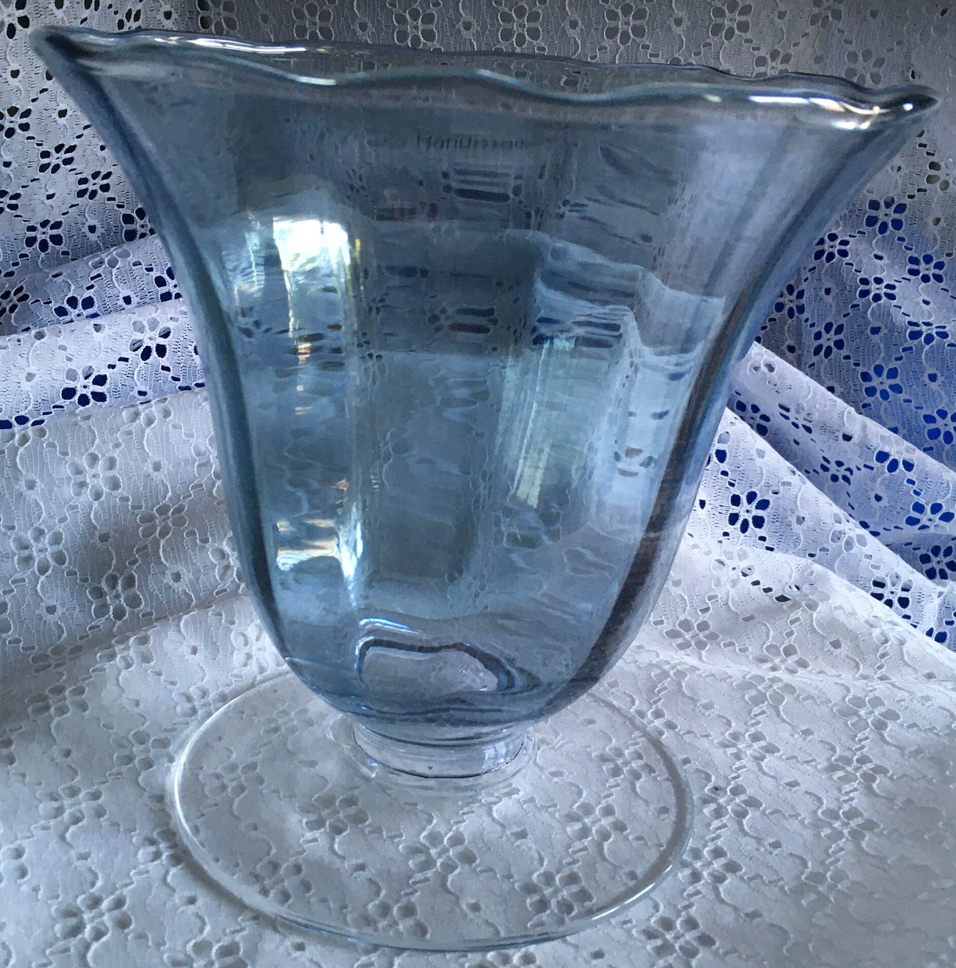 Beautiful Transparent Blue Glass Vase Handmade in Poland - Etsy