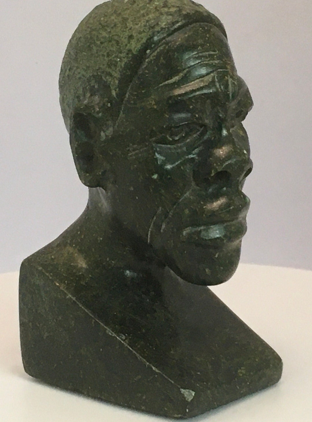 Unique Verdite Stone Carved Bust Miniature Statuette Sculpture Made in ...