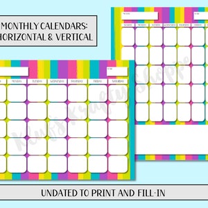 Blank Calendar Bundle: Printable Calendar, Planner, Schedule Pages ...