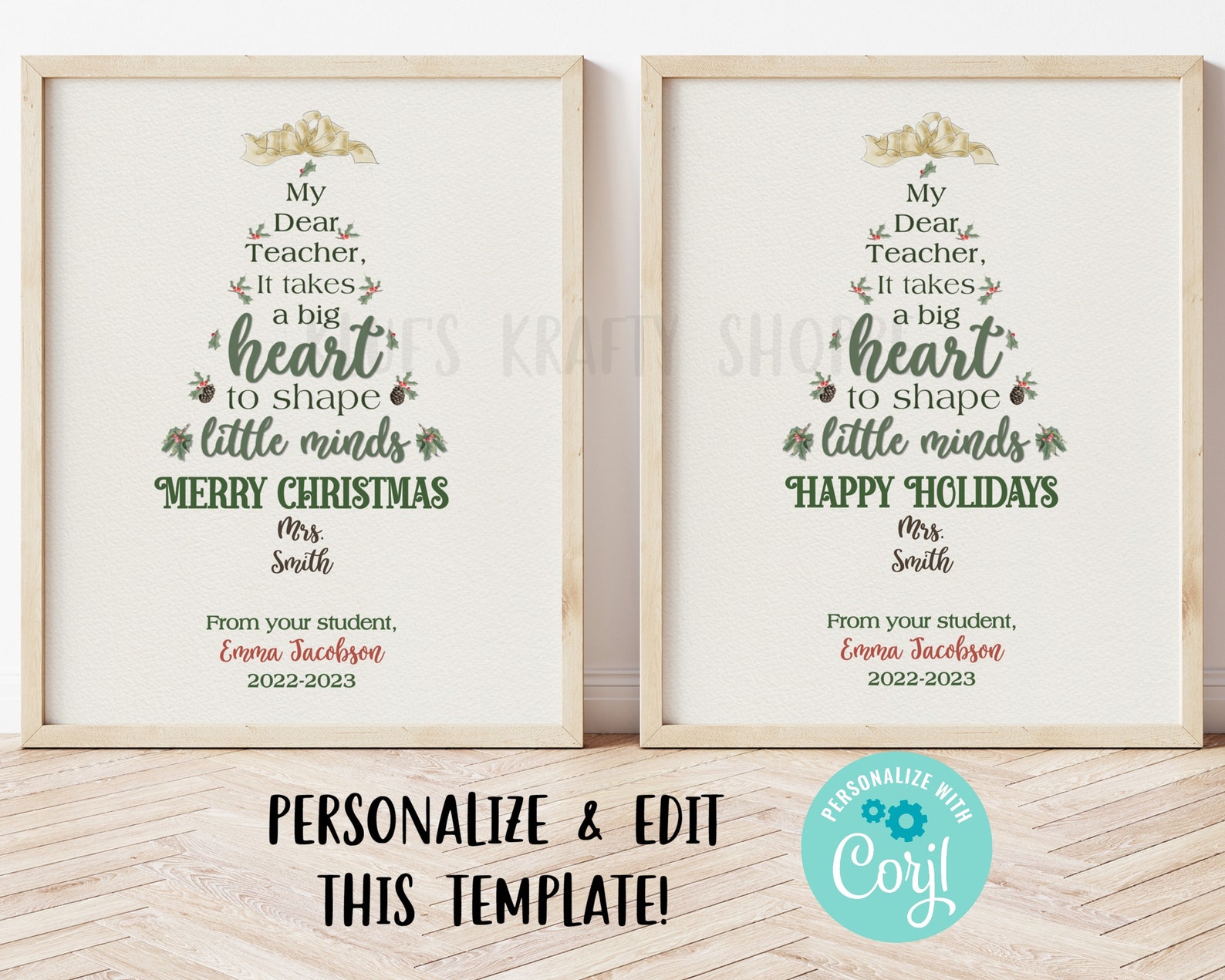 Teacher Appreciation Gift Printable, Merry Christmas Teacher Gift ...