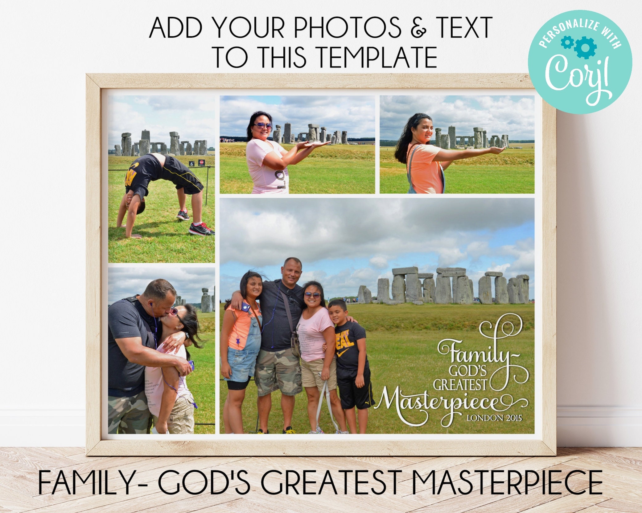 Photo Collage Template, DIY Family, Editable Corjl Template, Collage ...
