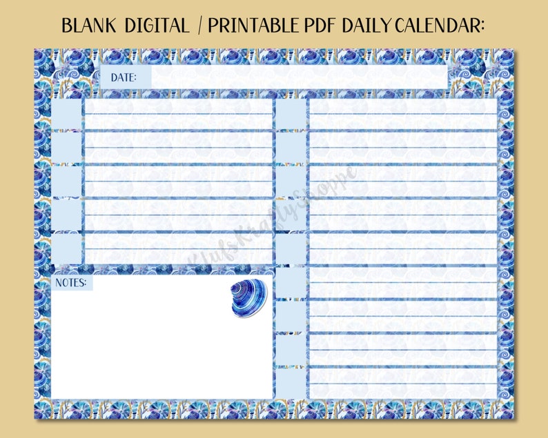 Blank Undated Calendar, Digital Planner Schedule Pages, Undated Weekly ...