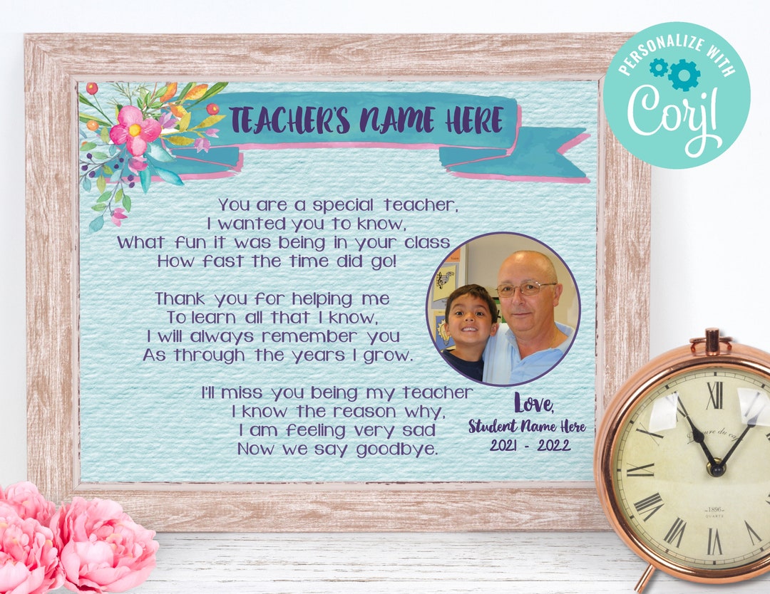 DIY Custom Personalized Teacher Appreciation Gift Printable Gift ...