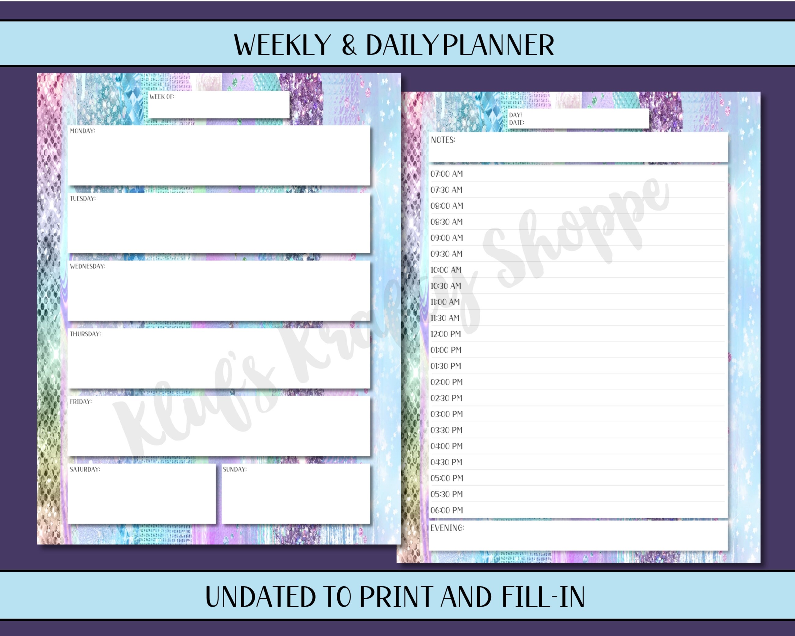 Blank Calendar Bundle: Printable Calendar, Planner, Schedule Pages ...