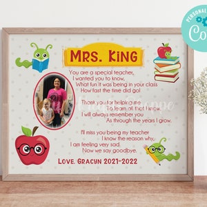 Teacher Appreciation Gift Printable Gift With Photo, Special Teacher ...