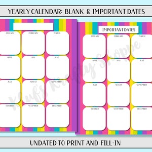 Blank Calendar Bundle: Printable Calendar, Planner, Schedule Pages ...