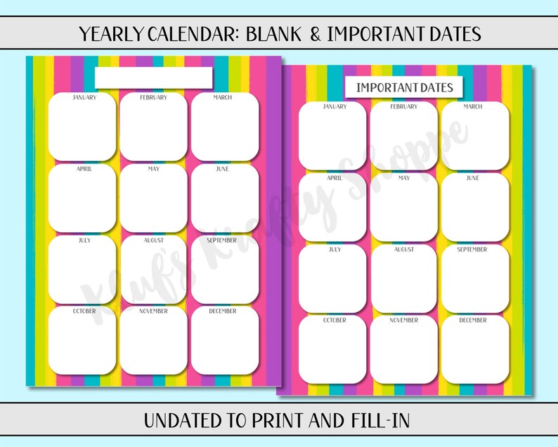 Blank Calendar Bundle: Printable Calendar, Planner, Schedule Pages ...