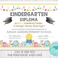 Editable Kindergarten Diploma, Kindergarten Graduation Diploma ...