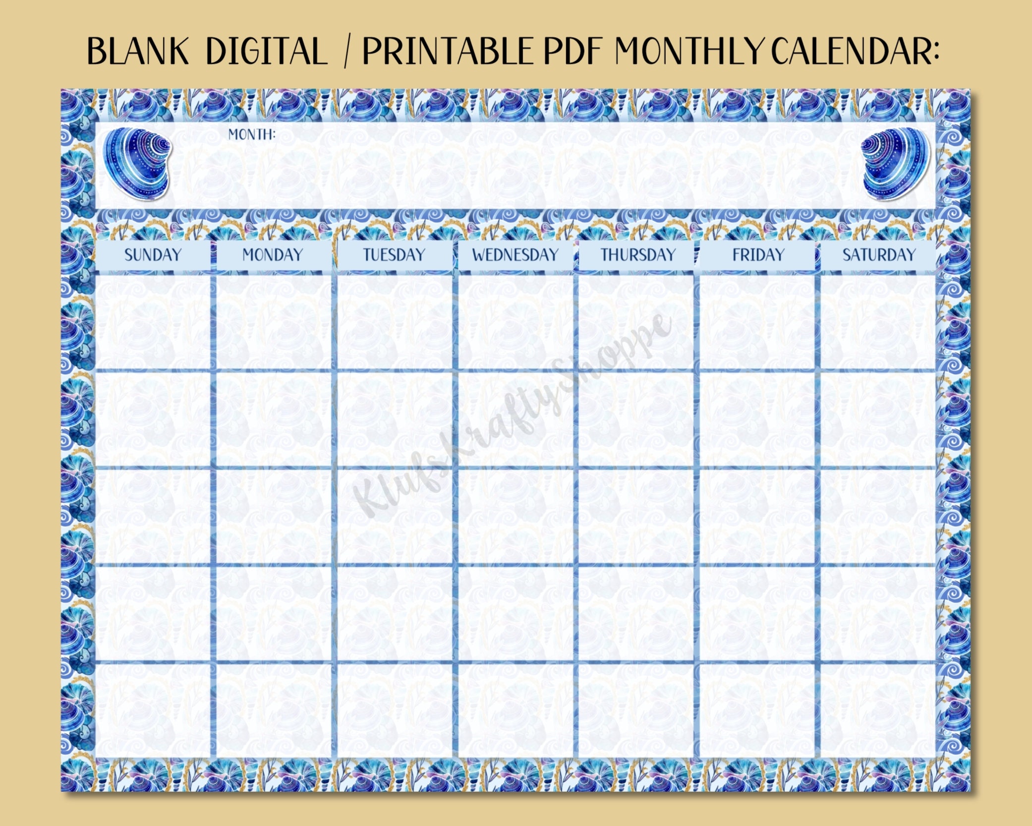 Blank Undated Calendar, Digital Planner Schedule Pages, Undated Weekly ...