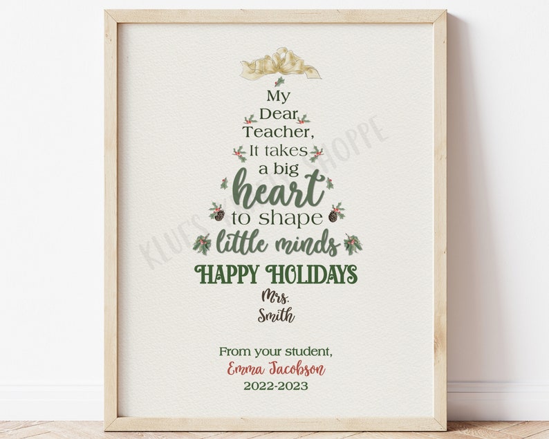 Teacher Appreciation Gift Printable, Merry Christmas Teacher Gift ...