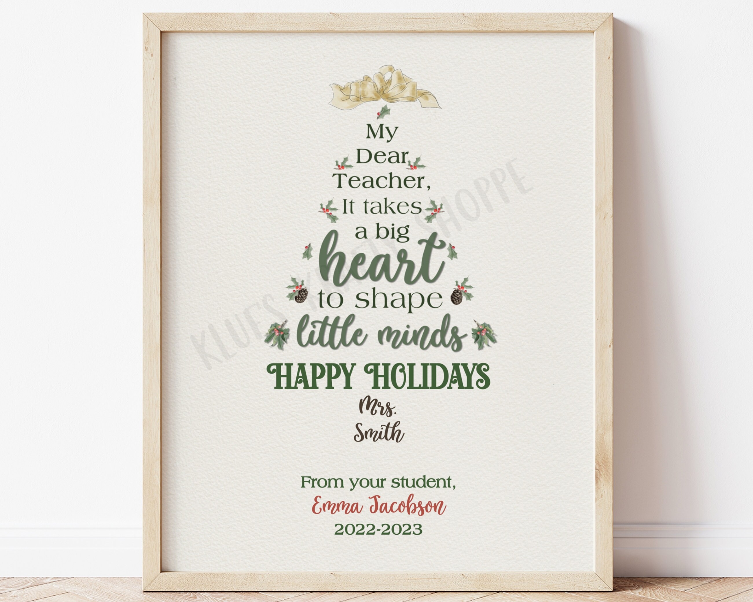 Teacher Appreciation Gift Printable, Merry Christmas Teacher Gift ...