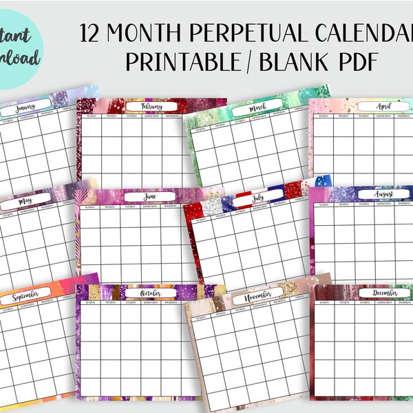 12 Month Calendar - Etsy