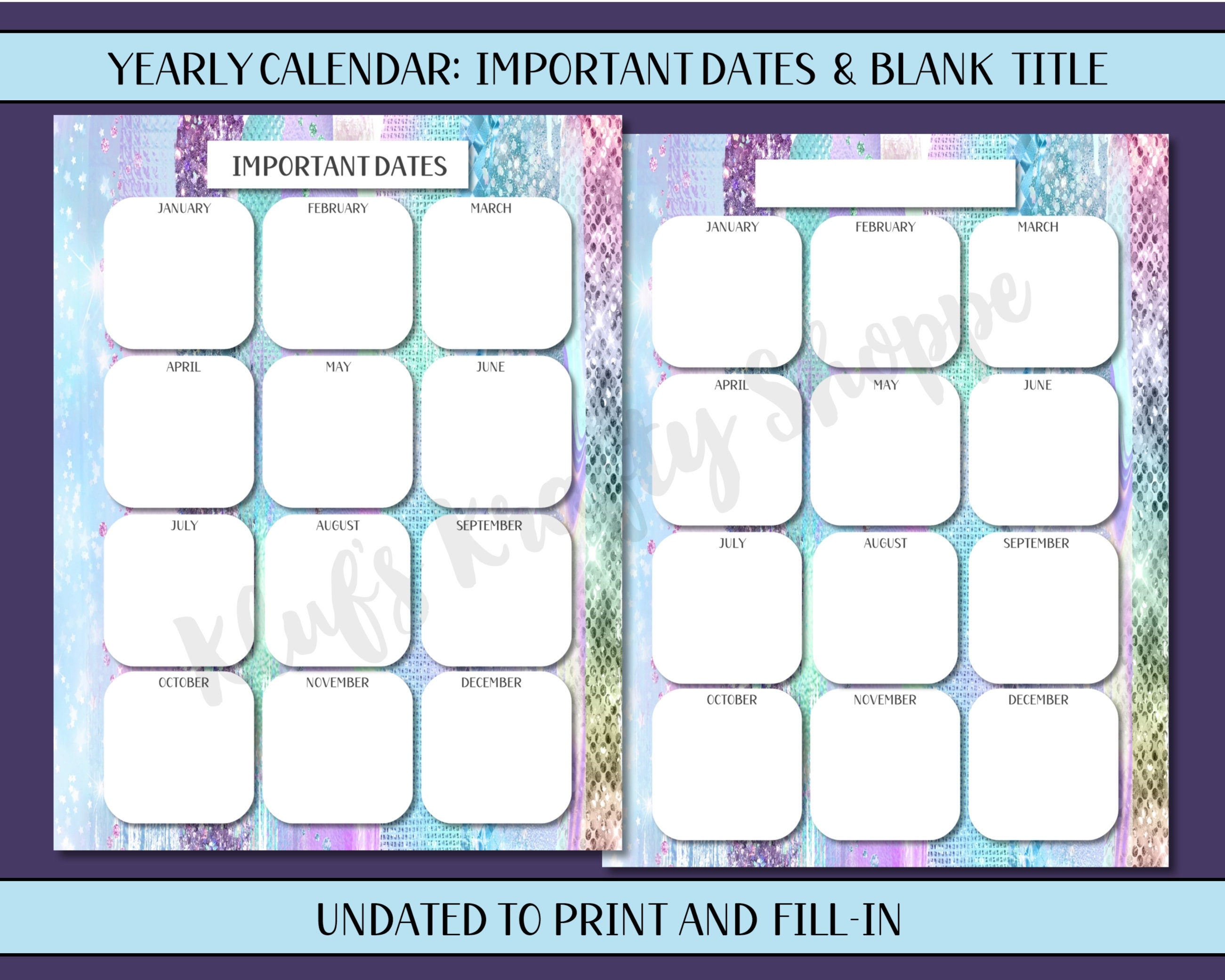 Blank Calendar Bundle: Printable Calendar, Planner, Schedule Pages ...
