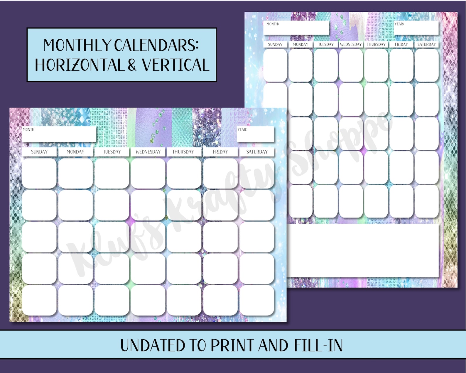 Blank Calendar Bundle: Printable Calendar, Planner, Schedule Pages ...