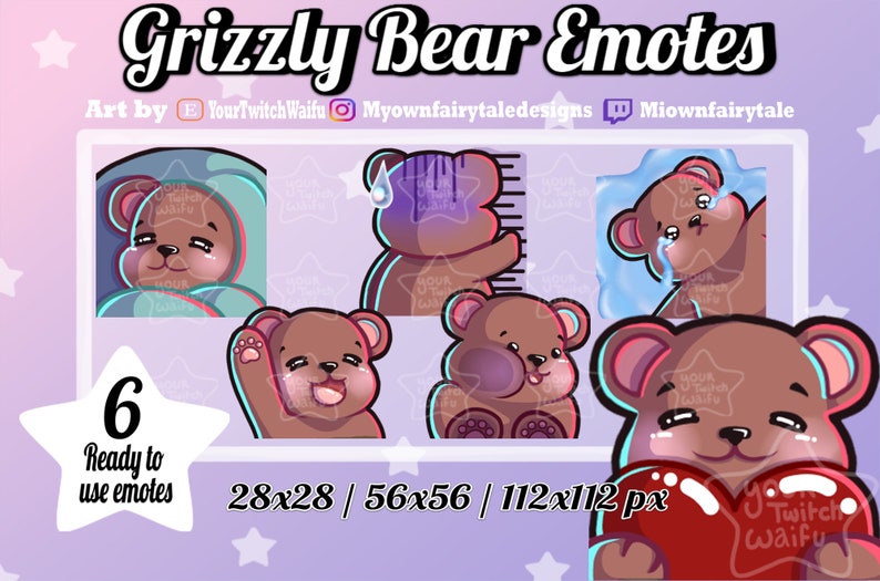 Grizzly Bear Emotes - Brown Bear Emotes - Twitch - Discord - Youtube ...