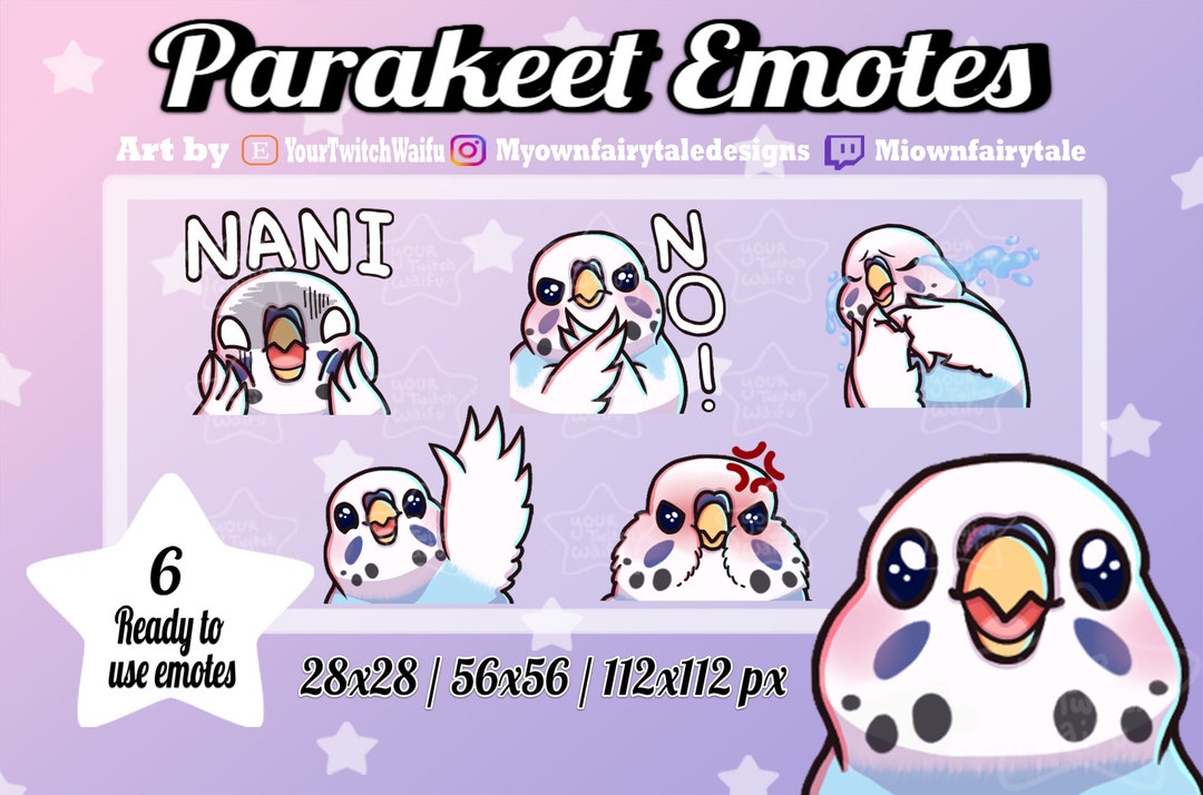 Parakeet Emotes - Bird Emotes - Twitch, Discord, Youtube - Stream ...