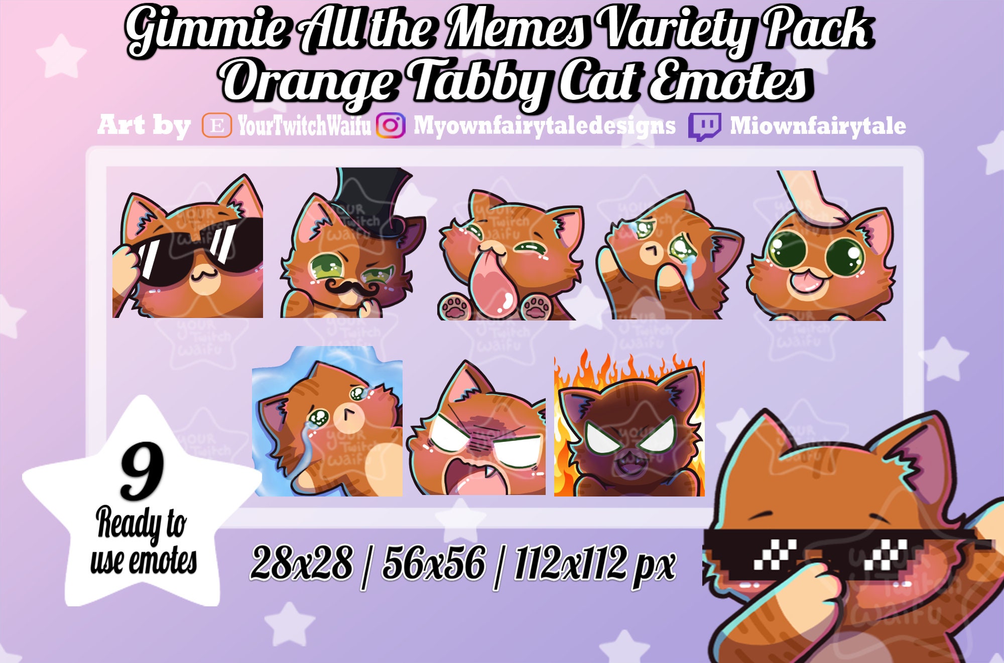 Orange Tabby Cat Emotes - Gimme All the Memes - Variety Pack - Twitch ...