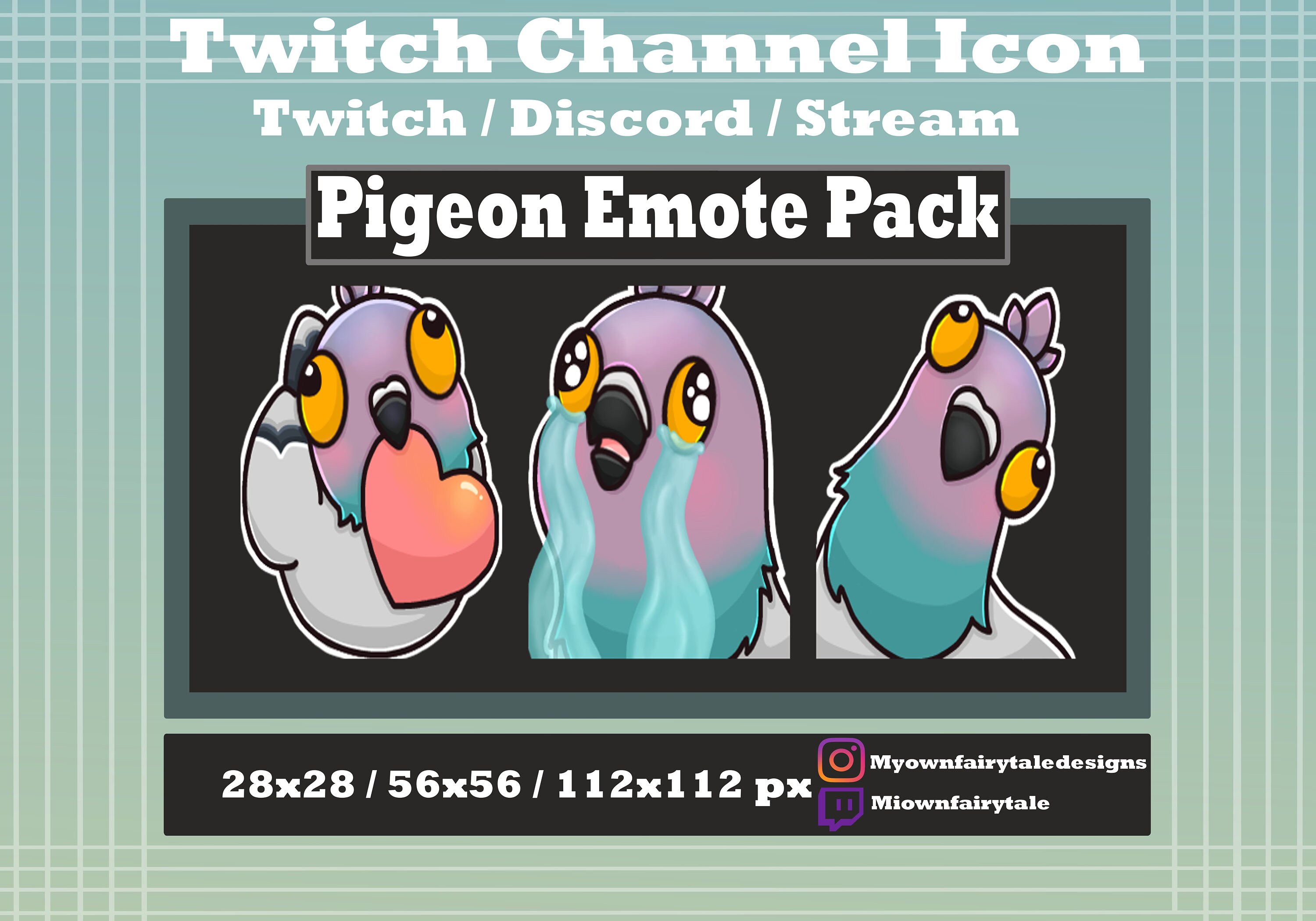 Pigeon Twitch Emote Pack - 3 Pack - Chibi / Cute - Bird Emote - Rock ...