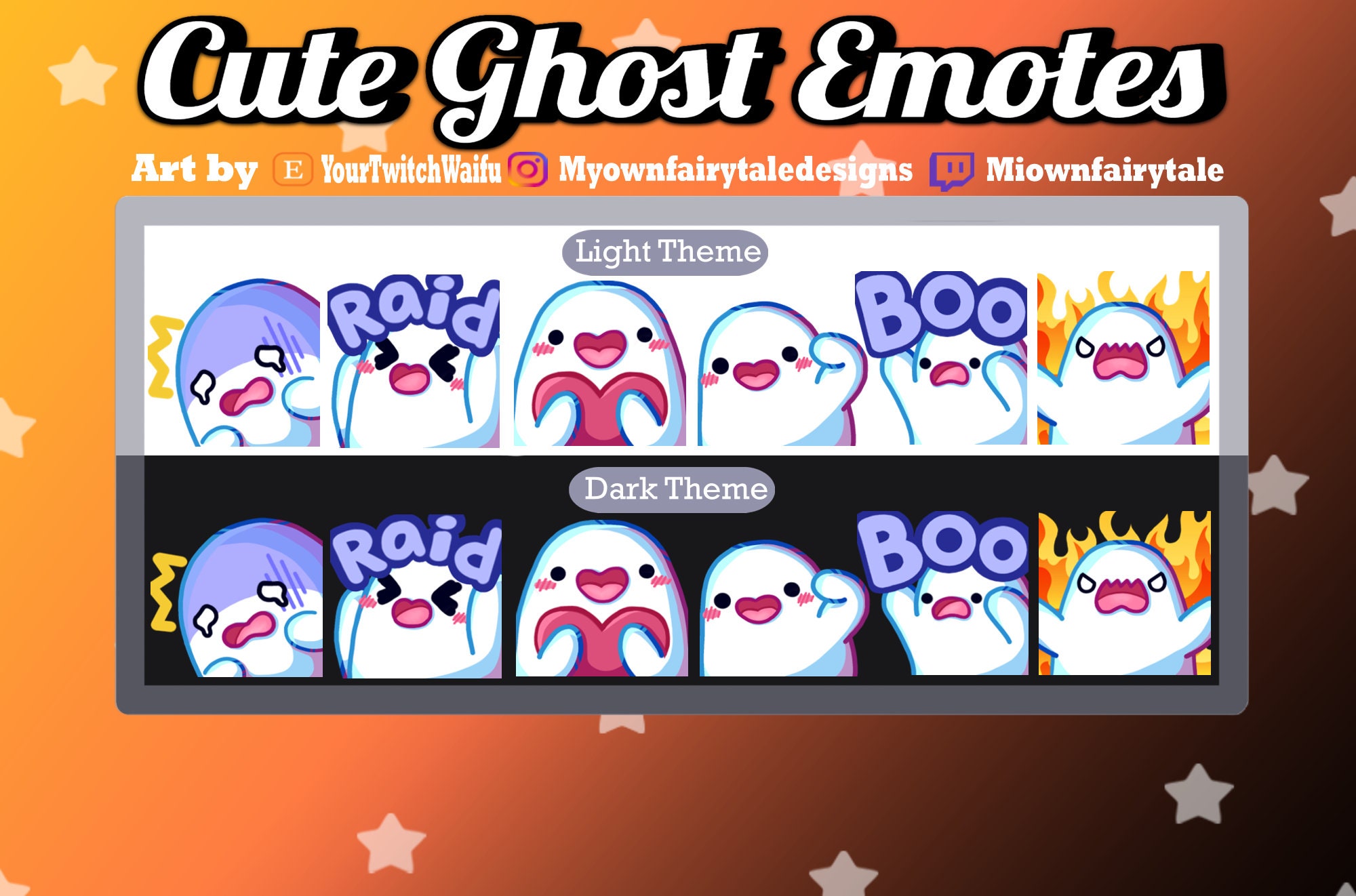 Cute Ghost Emotes - Twitch - Discord - Youtube - Kawaii - Chibi ...